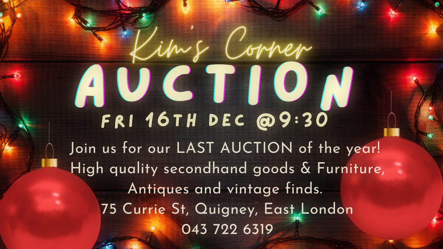 Year End Auction – Kim's Corner